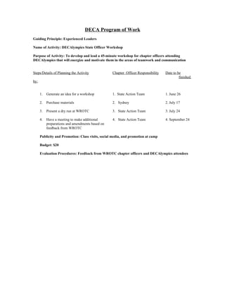 Arizona DECA Program Of Work 2010-2011 | DOC