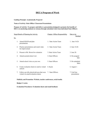 Arizona DECA Program Of Work 2010-2011 | PDF
