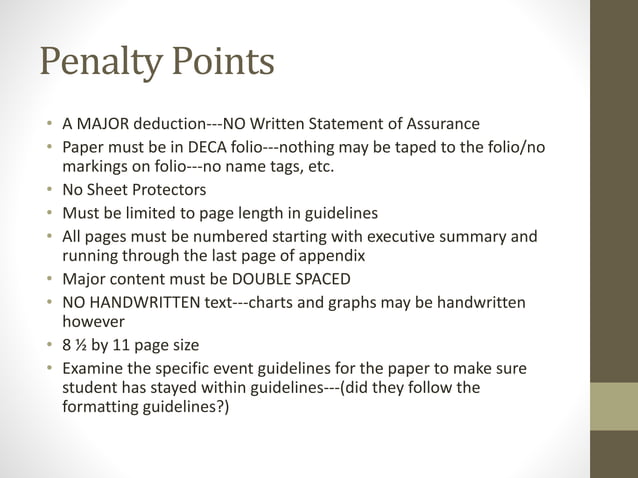 Deca written projects | PPT