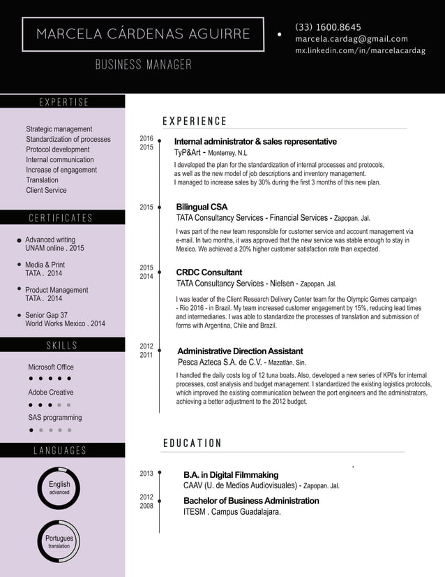 Cv. Marcela Cárdenas ENG | PDF