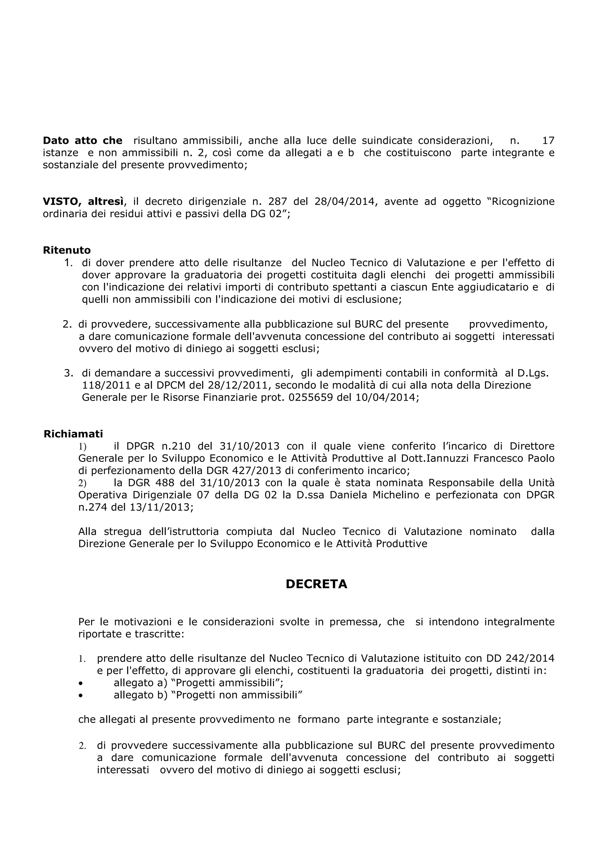 Esito bando finanziamento centri commerciali naturali | PDF