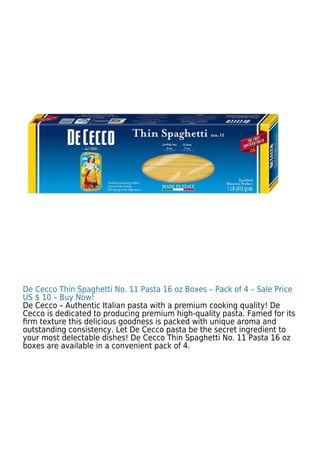 De Cecco Spaghetti | PDF
