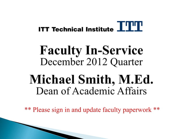 Sample Faculty In-Service - December 2012 | PPT