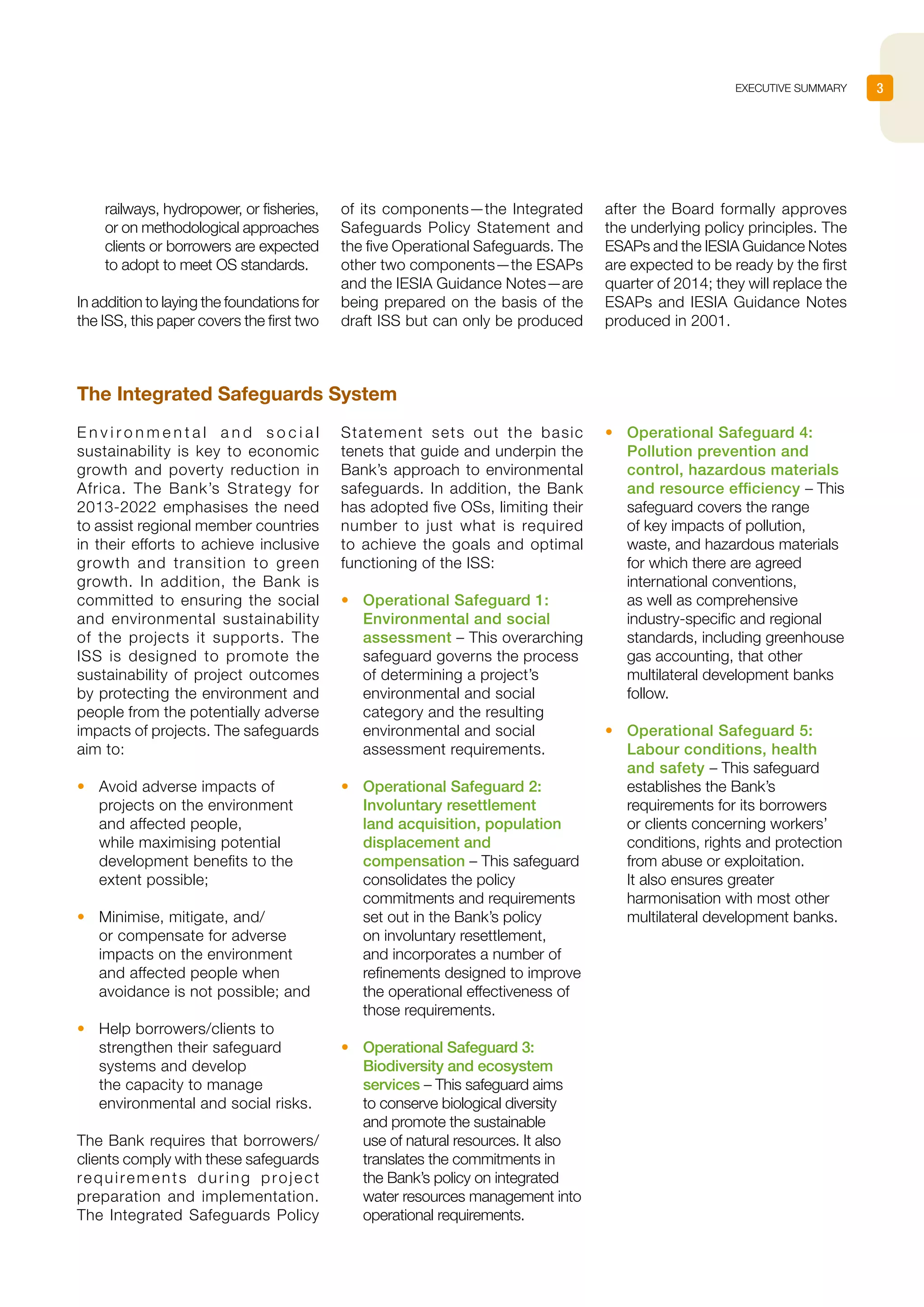 AfDB Integrated Safeguards System - Policy Statement and Operational Safeguards | PDF