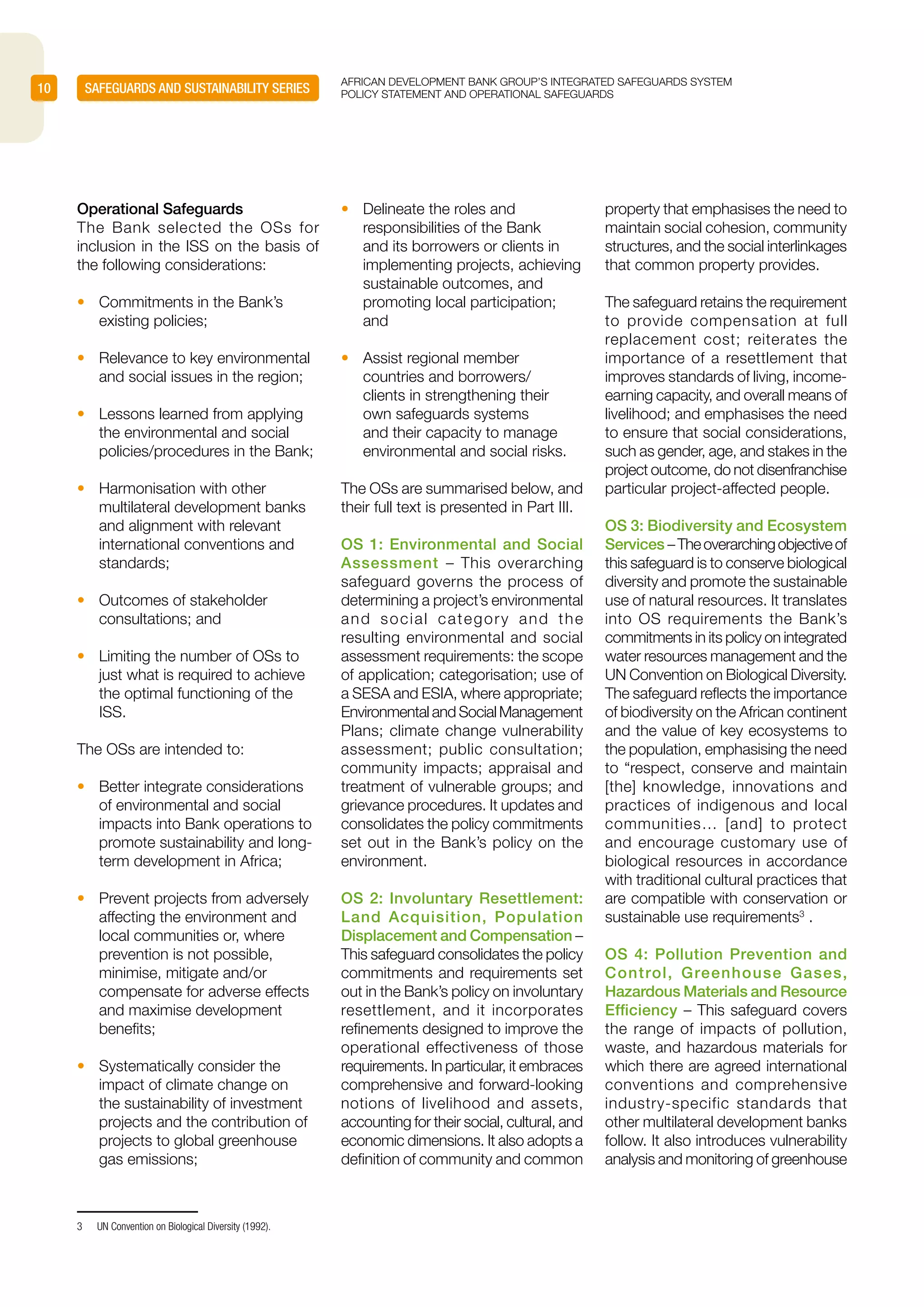 AfDB Integrated Safeguards System - Policy Statement and Operational Safeguards | PDF