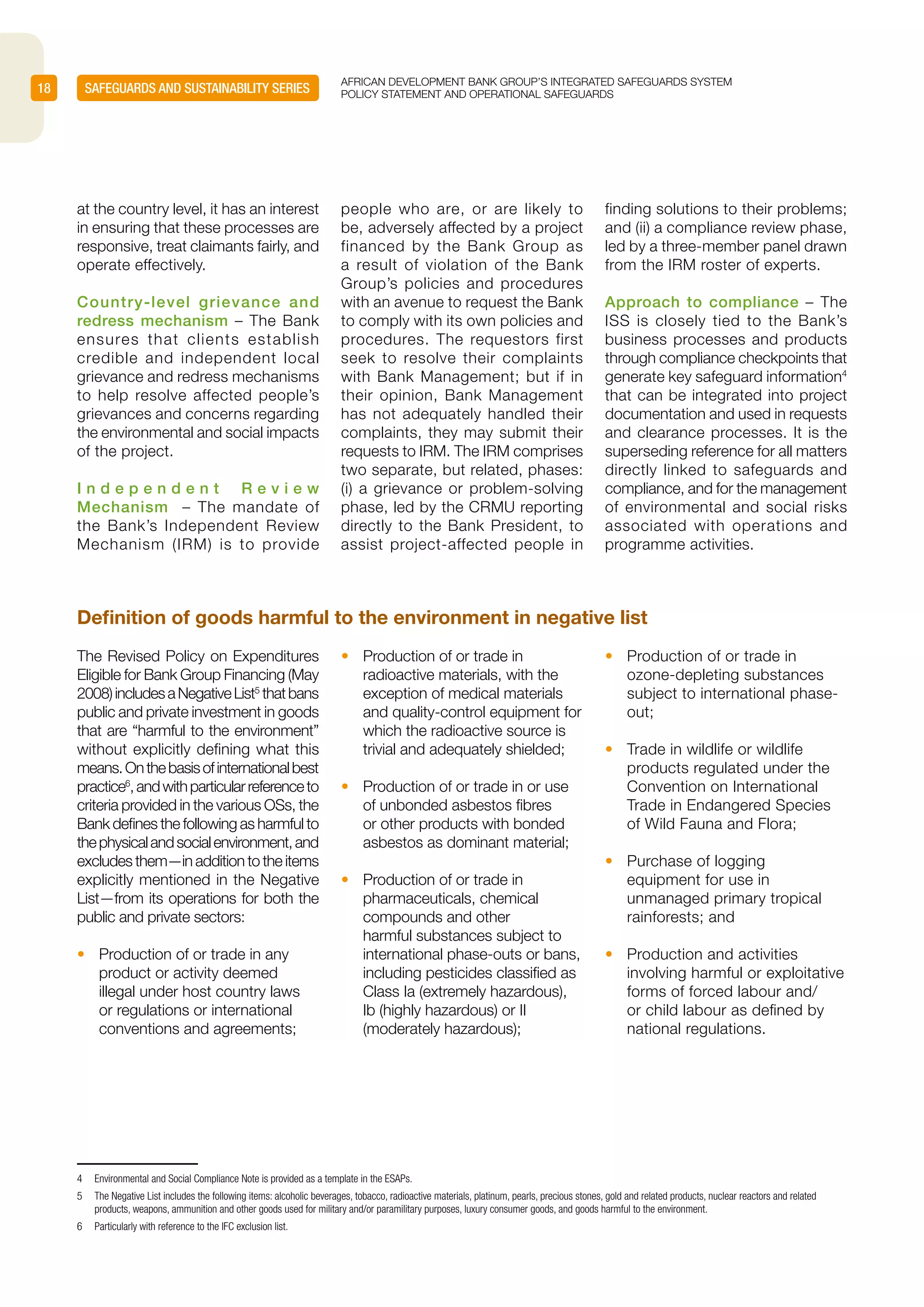 AfDB Integrated Safeguards System - Policy Statement and Operational ...