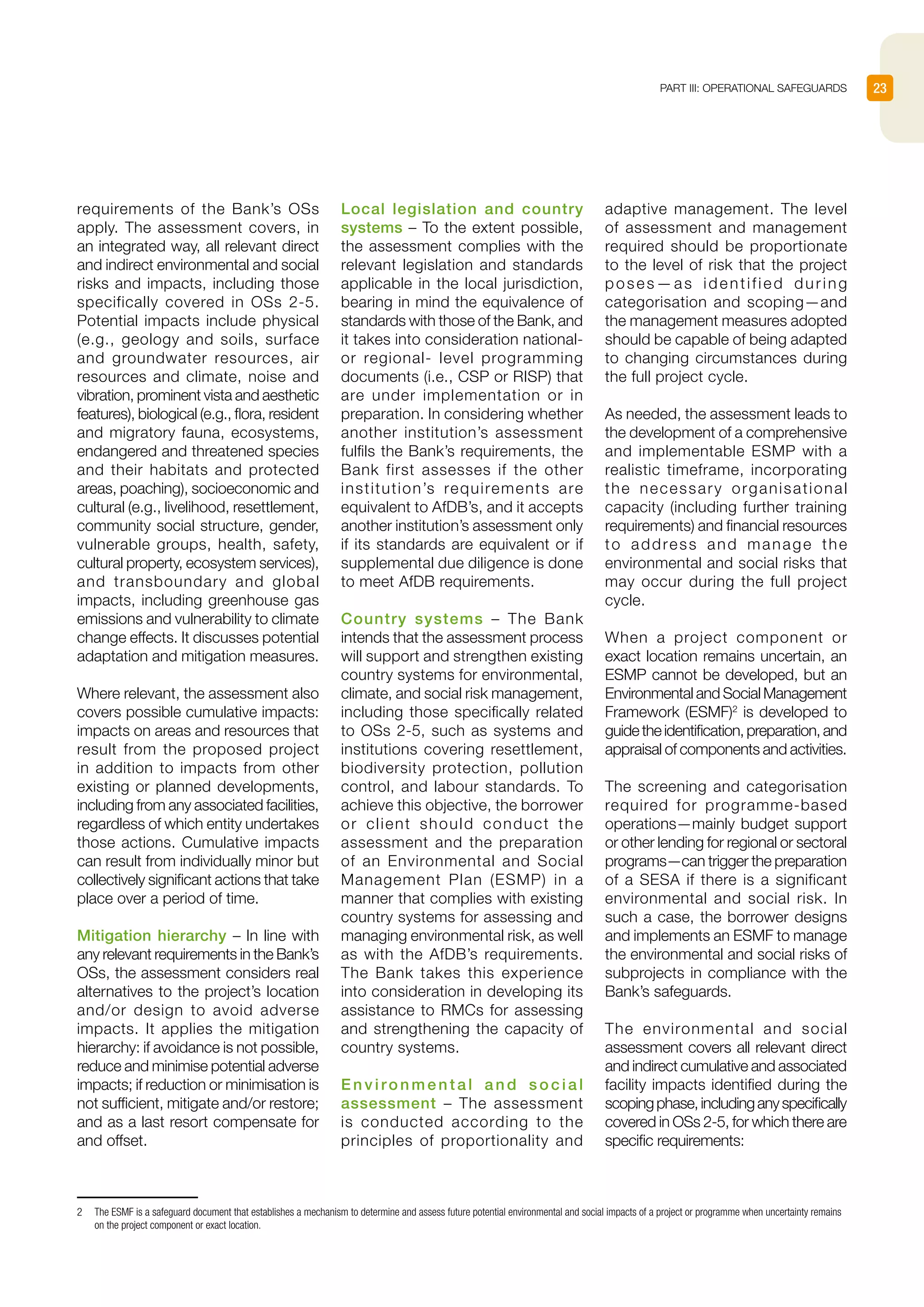 AfDB Integrated Safeguards System - Policy Statement and Operational Safeguards | PDF