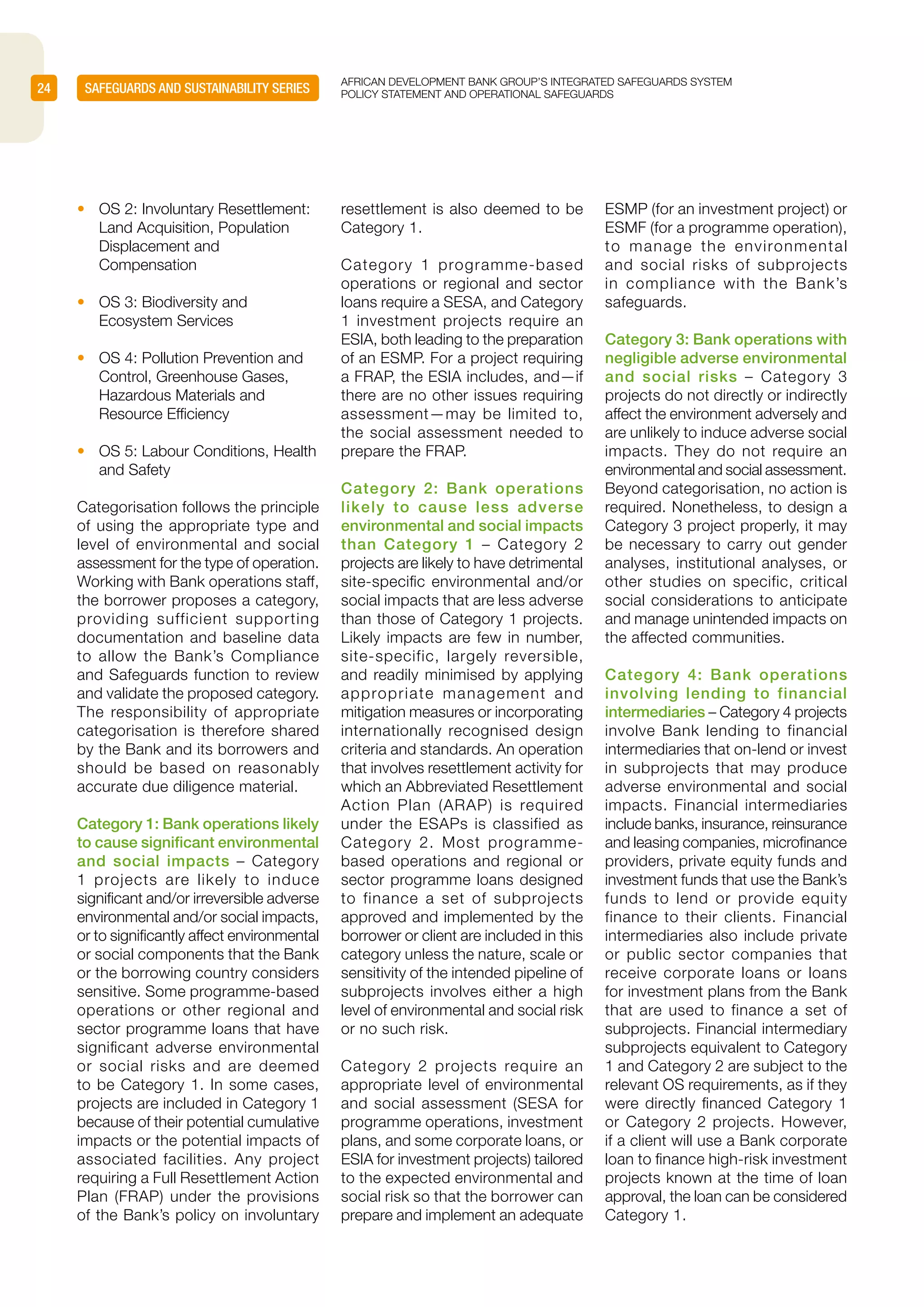 AfDB Integrated Safeguards System - Policy Statement and Operational ...