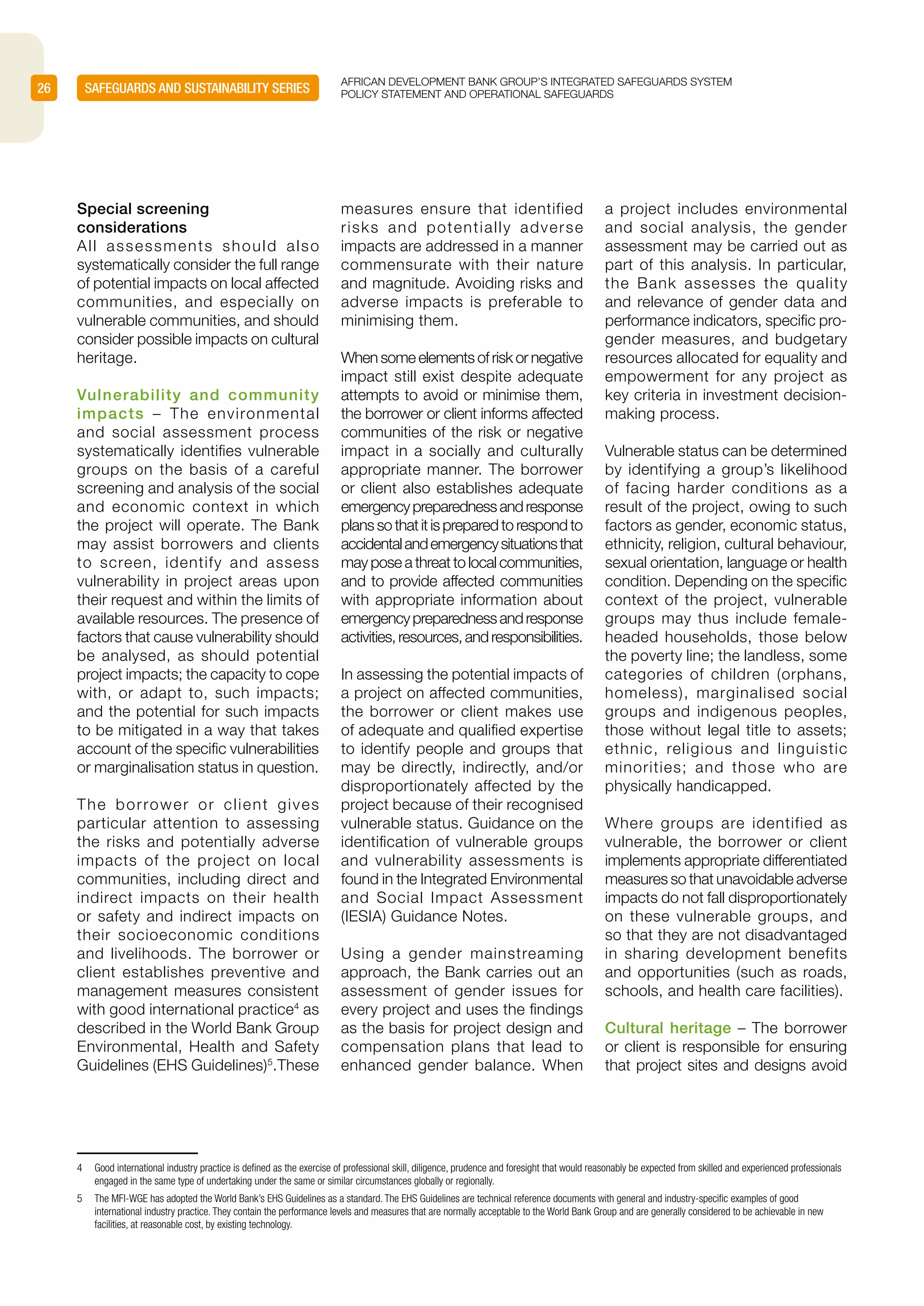 AfDB Integrated Safeguards System - Policy Statement and Operational ...