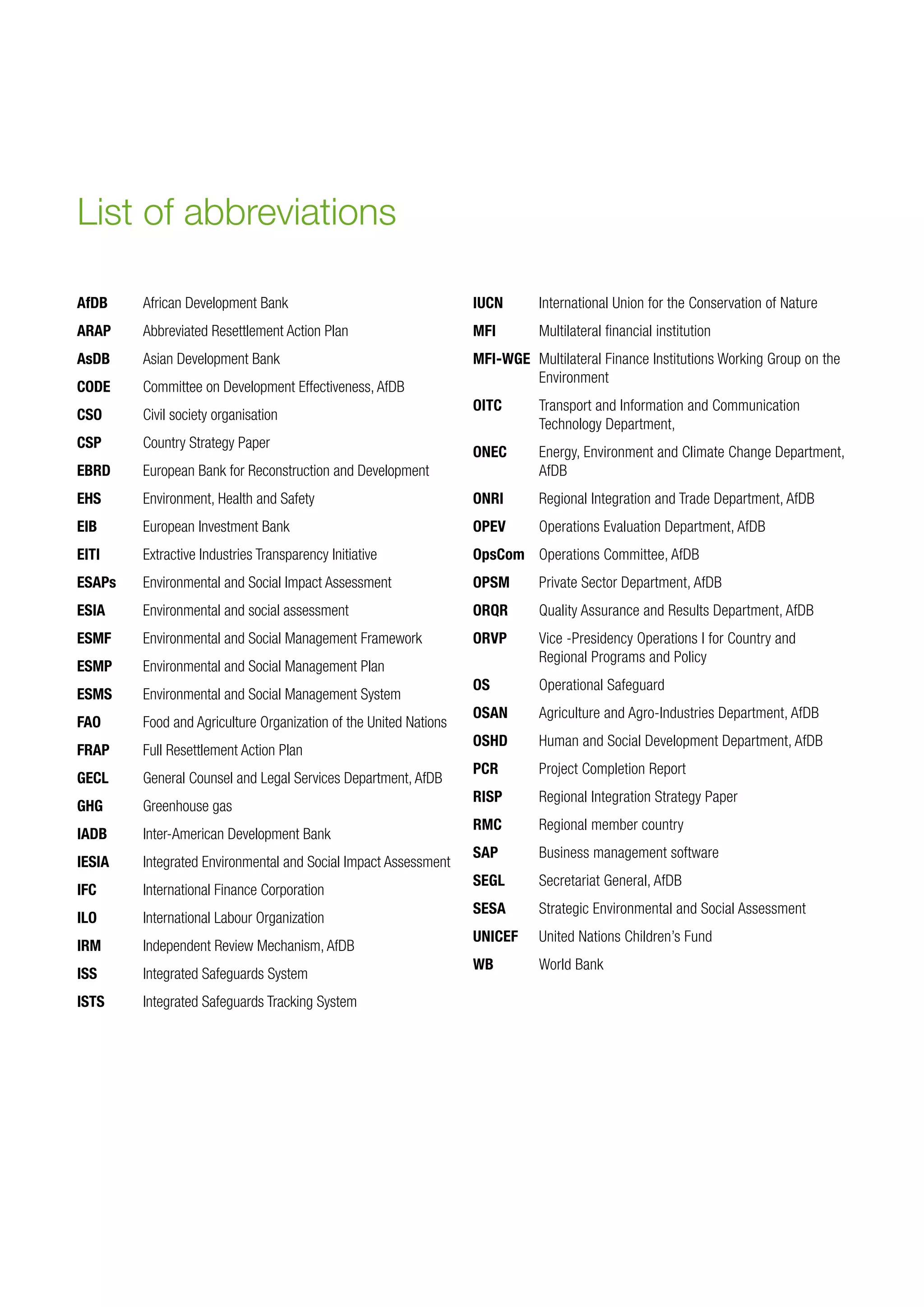 AfDB Integrated Safeguards System - Policy Statement and Operational ...
