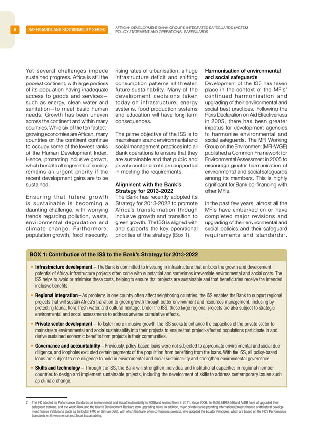 AfDB Integrated Safeguards System - Policy Statement and Operational Safeguards | PDF