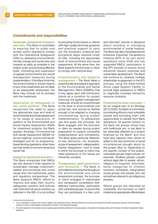AfDB Integrated Safeguards System - Policy Statement and Operational ...