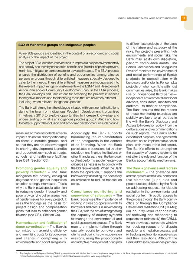 AfDB Integrated Safeguards System - Policy Statement and Operational ...