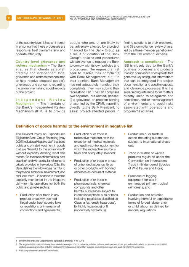 AfDB Integrated Safeguards System - Policy Statement and Operational ...