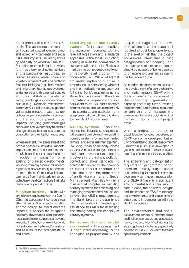 AfDB Integrated Safeguards System - Policy Statement and Operational ...