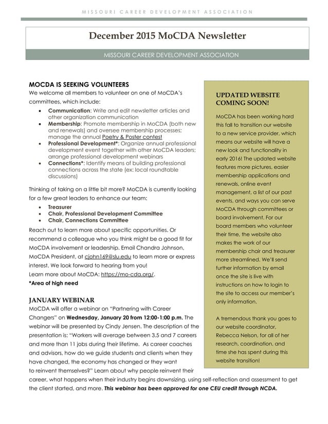 December 2015 Mini Newsletter | PDF