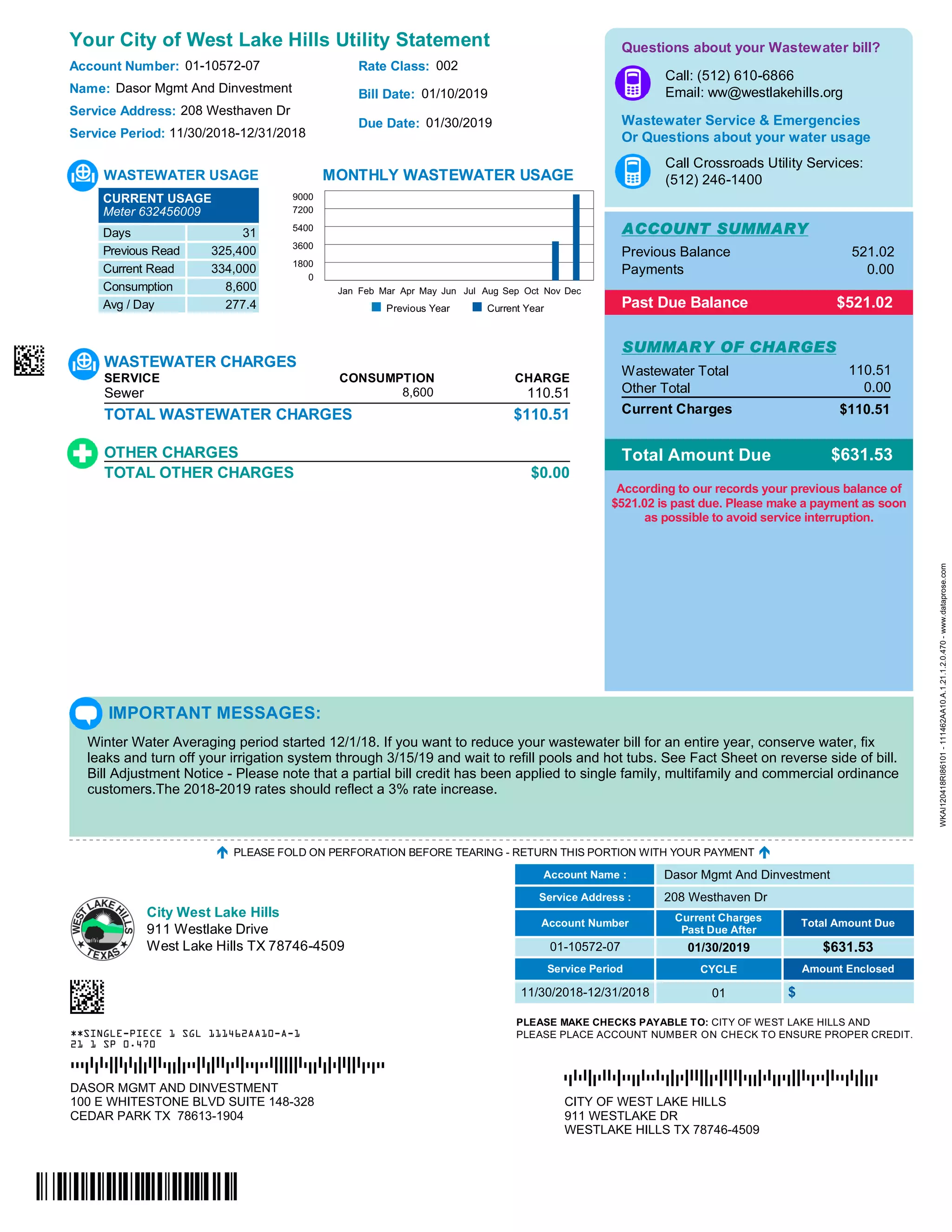 December 2018 waste water bill | PDF