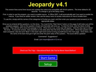 Middle School Library Book Jeopardy | PPT