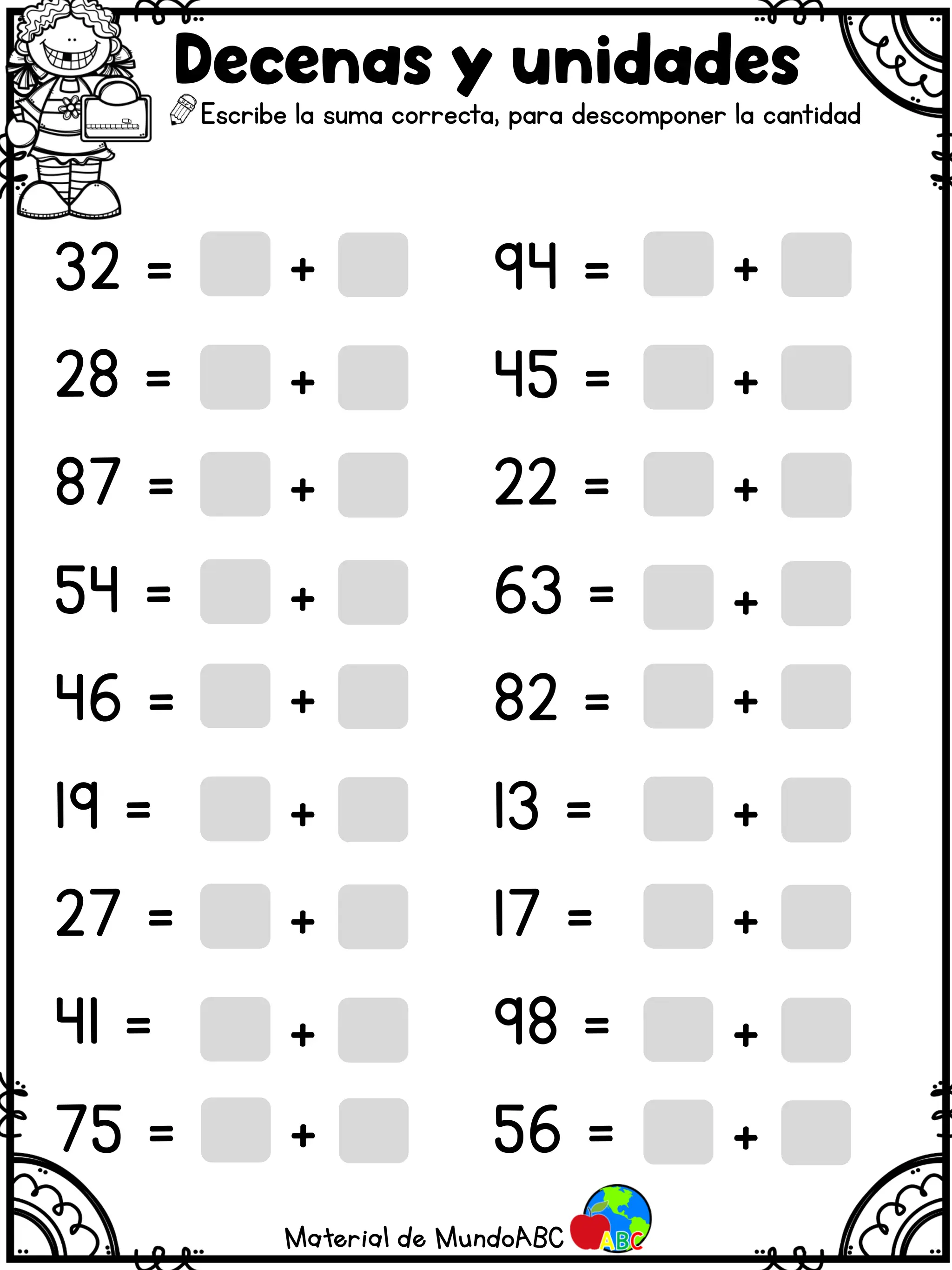 PRACTICAS DE MATEMATICAS decenas y unidades .pdf
