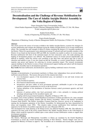 Decentralisation and the challenge of revenue mobilisation for ...