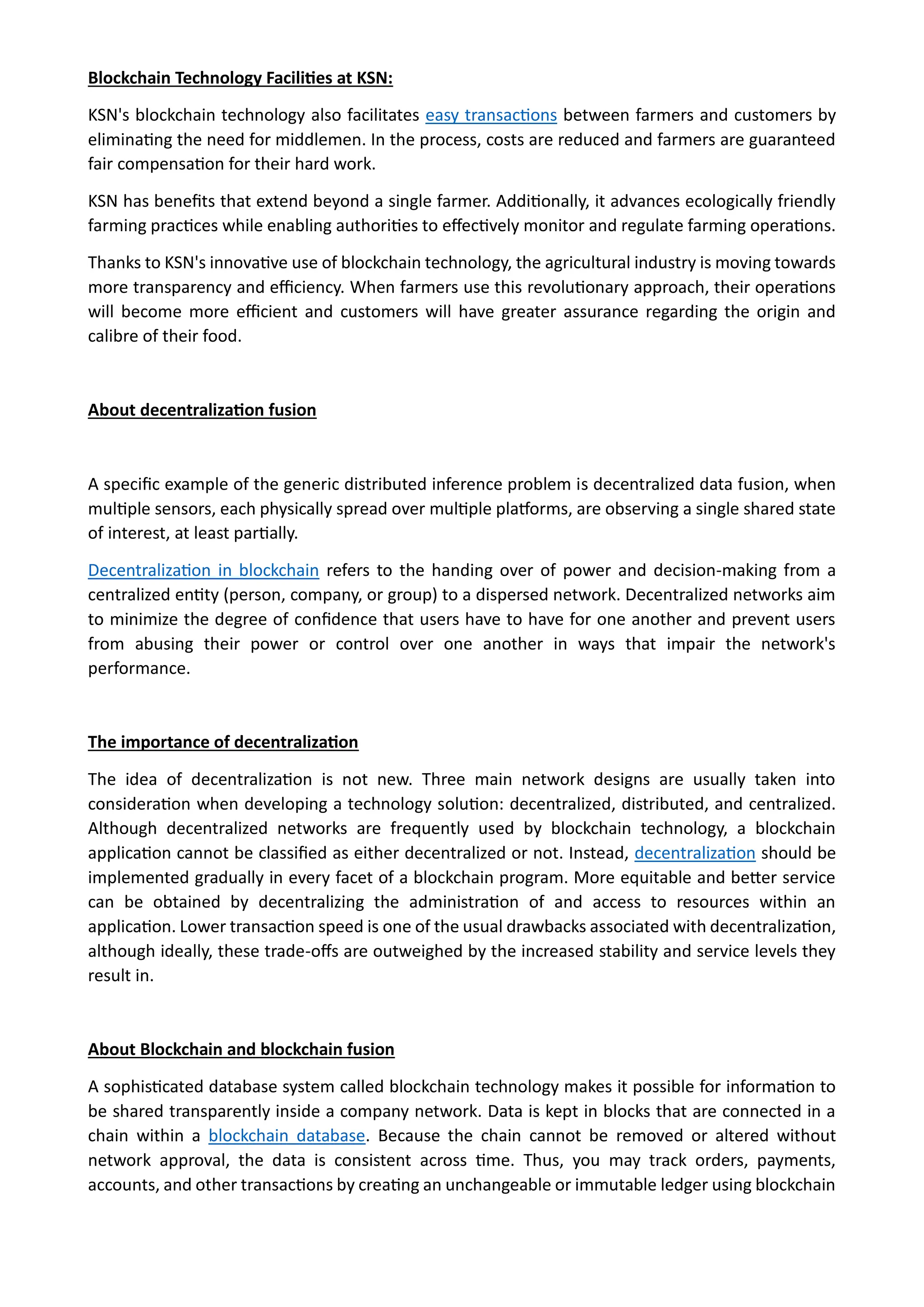Decentralization and Blockchain fusion with Kissan Token.pdf