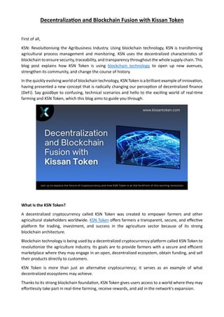 Decentralization and Blockchain fusion with Kissan Token.pdf