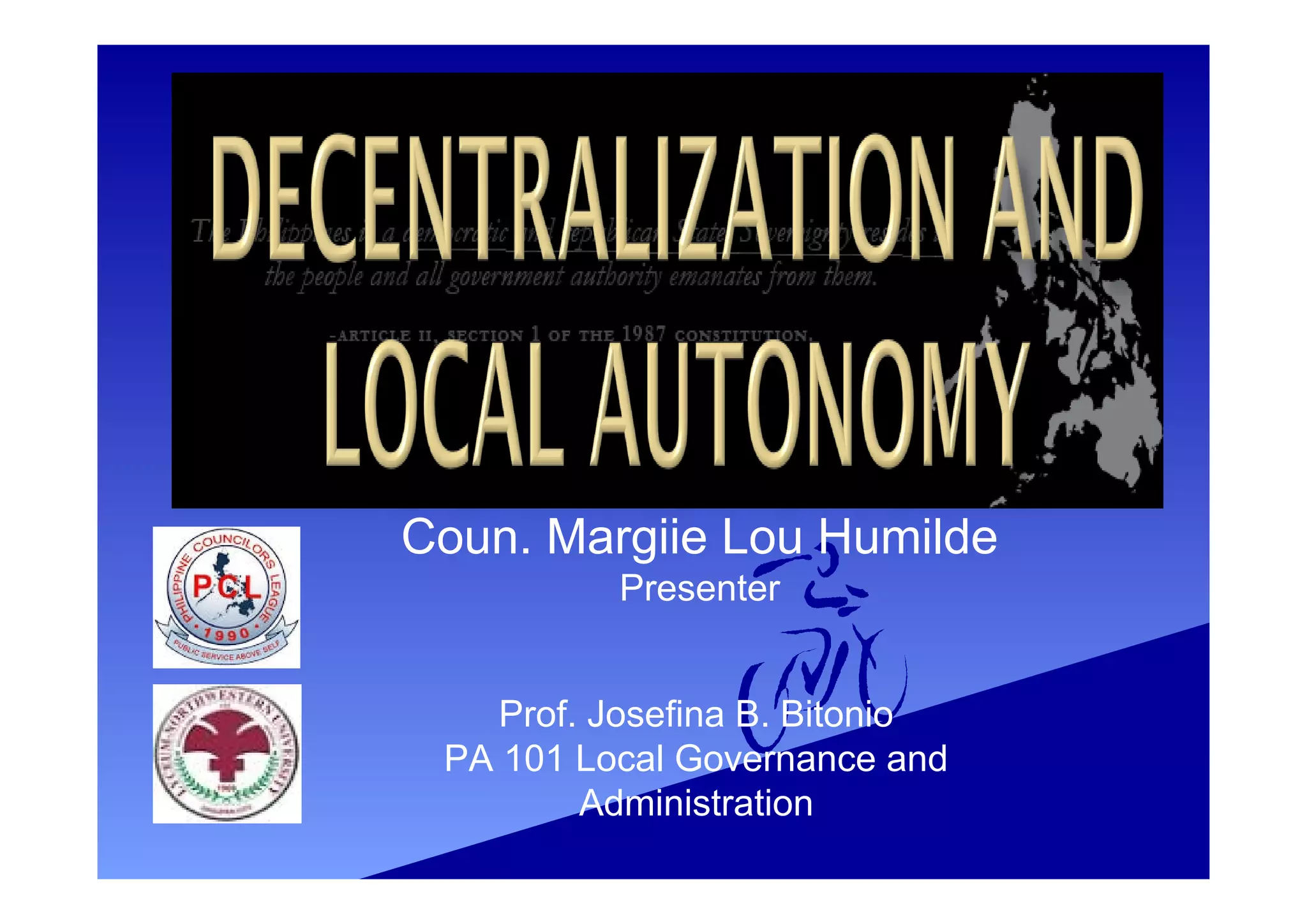 Decentralization and Local Autonomy | PDF | Civic affairs | Politics