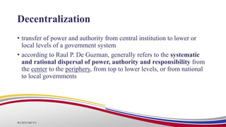 SHS Powerpoint: Decentralization and local governance (politics) | PPTX