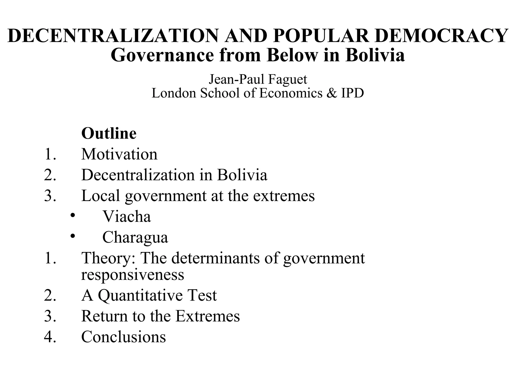 Decentralization and popular democracy - governance from below in ...