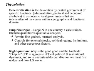 Decentralization and popular democracy - governance from below in ...
