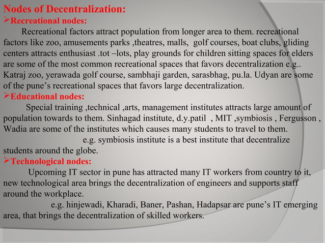 Decentralization concept & city evolution | PPT | Developmental Sites ...