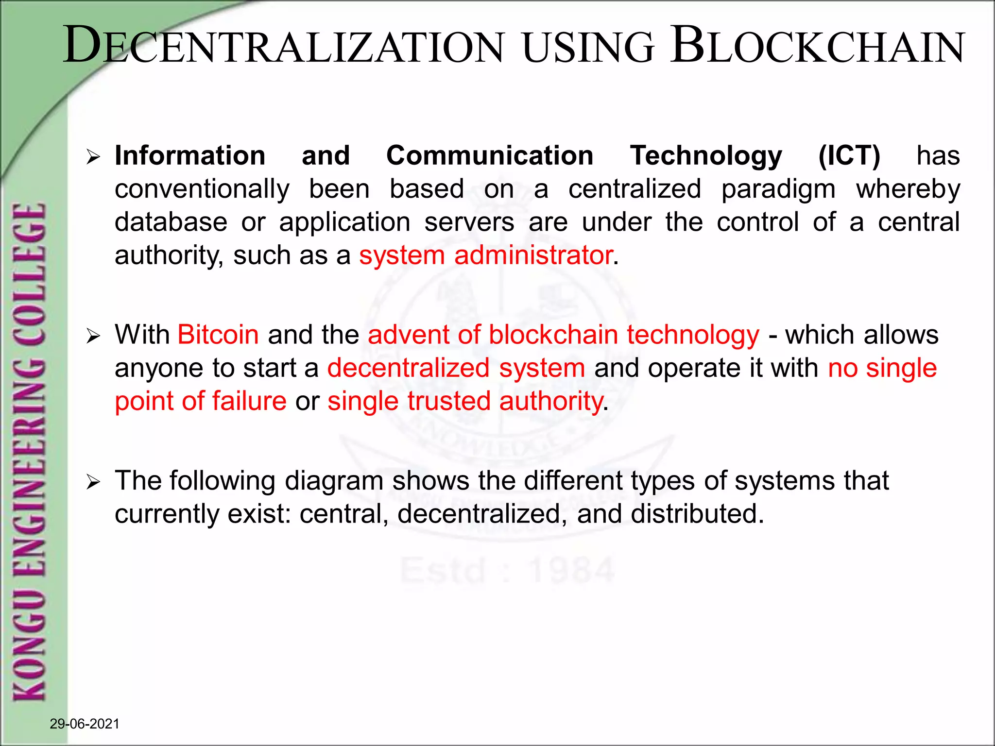 Decentralization in blockchain | PDF | Computer Software and Applications | Computing
