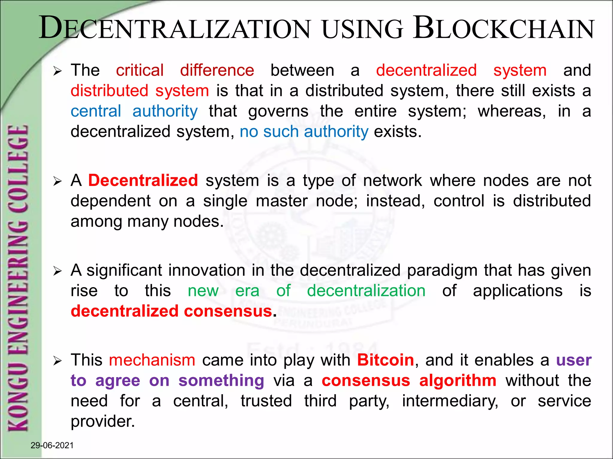 Decentralization in blockchain | PDF | Computer Software and Applications | Computing