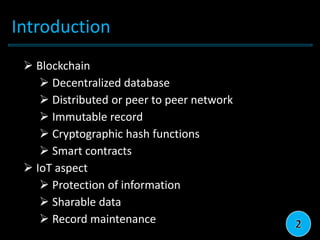 Decentralization of internet of things with blockchain architecture | PPT