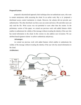 Decentralized access control with anonymous authentication of data stored in clouds | DOC