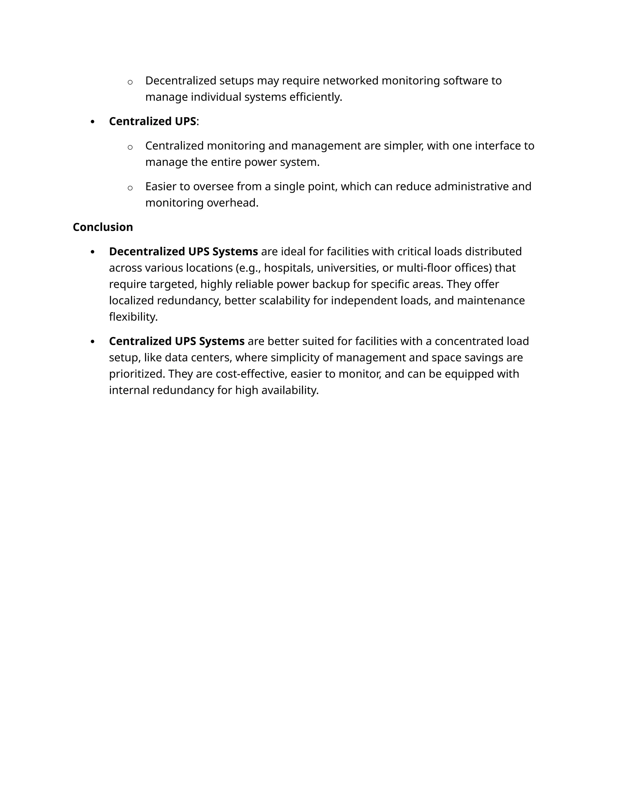 Applications for Centralized and Decentralized UPS Systems | PDF