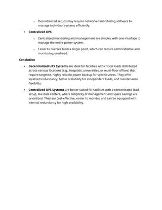 Applications for Centralized and Decentralized UPS Systems | PDF