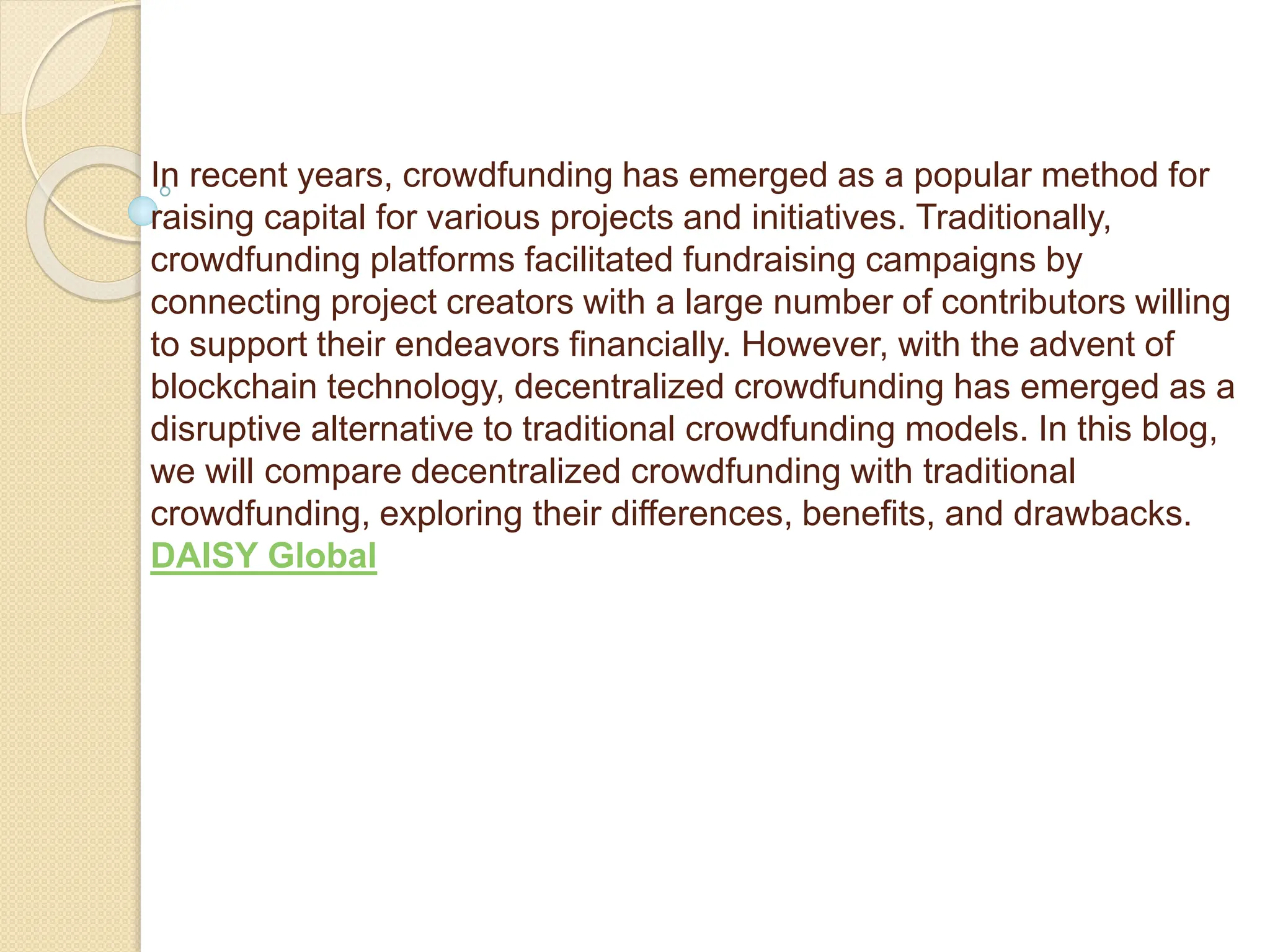 Decentralized Crowdfunding vs. Traditional Crowdfunding_ A Comparison ...