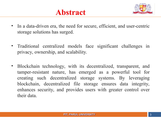 Decentralized File Storage System Using Blockchain 1ppt