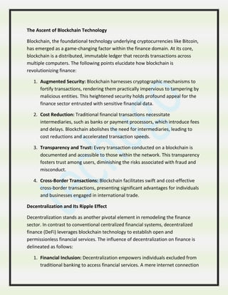 Decentralized Finance Catalysts of Transforming the Financial Services | PDF