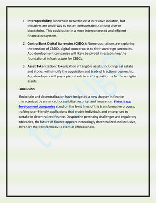 Decentralized Finance Catalysts of Transforming the Financial Services | PDF