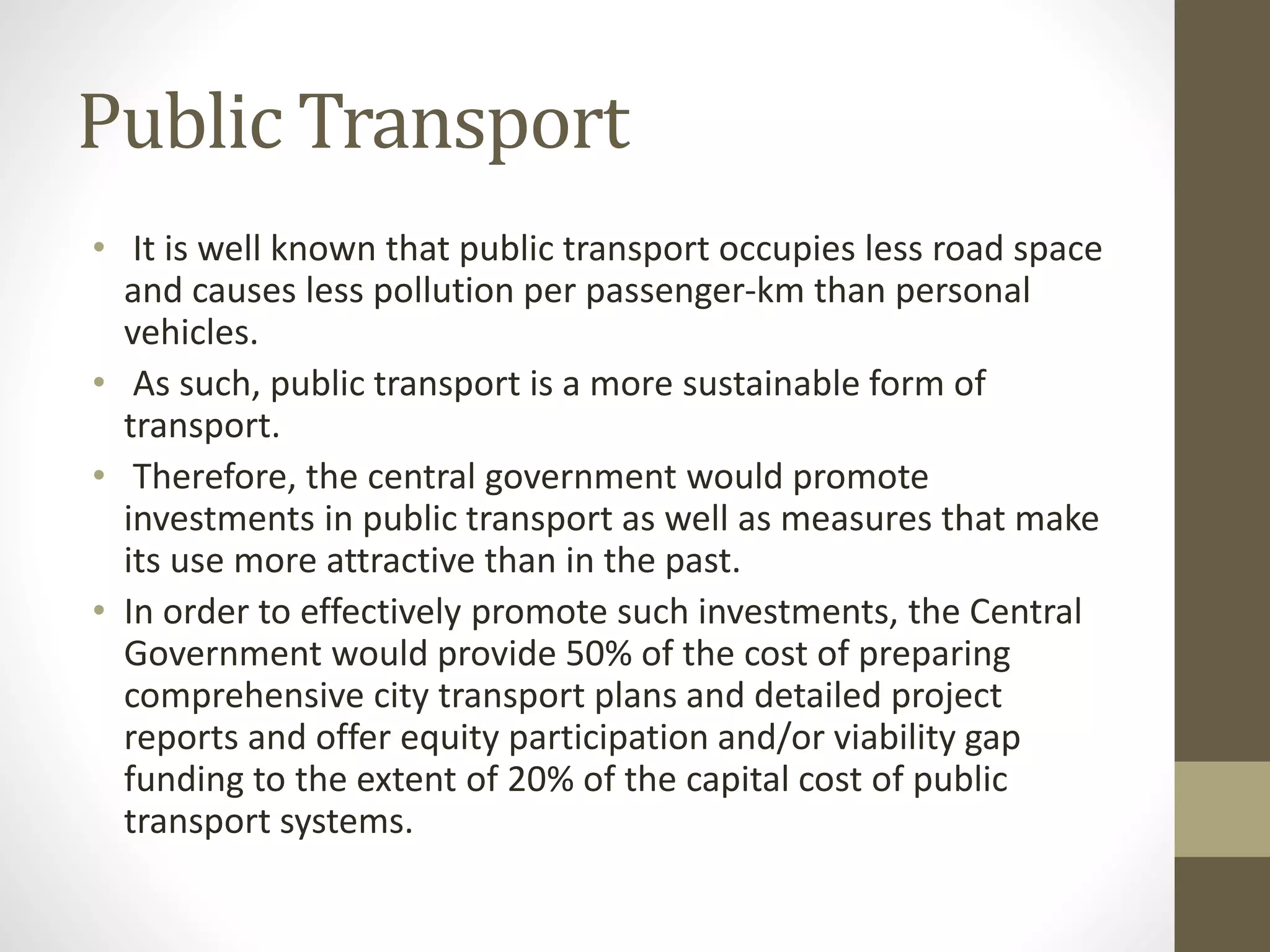 National Urban Transport Policy | PPTX