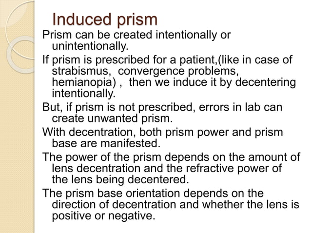 Decentration and prismatic effect in lens (1) | PPTX