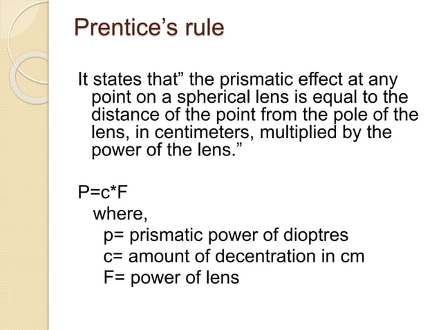 Decentration and prismatic effect in lens (1) | PPTX