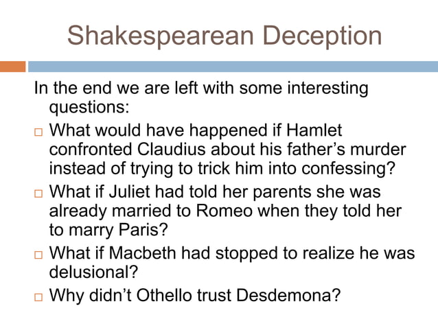 Deception in the Works of William Shakespeare | PPT