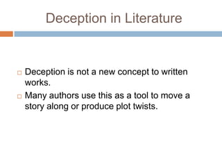 Deception in the Works of William Shakespeare | PPT