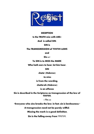 Deception ( truth and lies) YHVVH | DOCX | Christianity | Religion ...