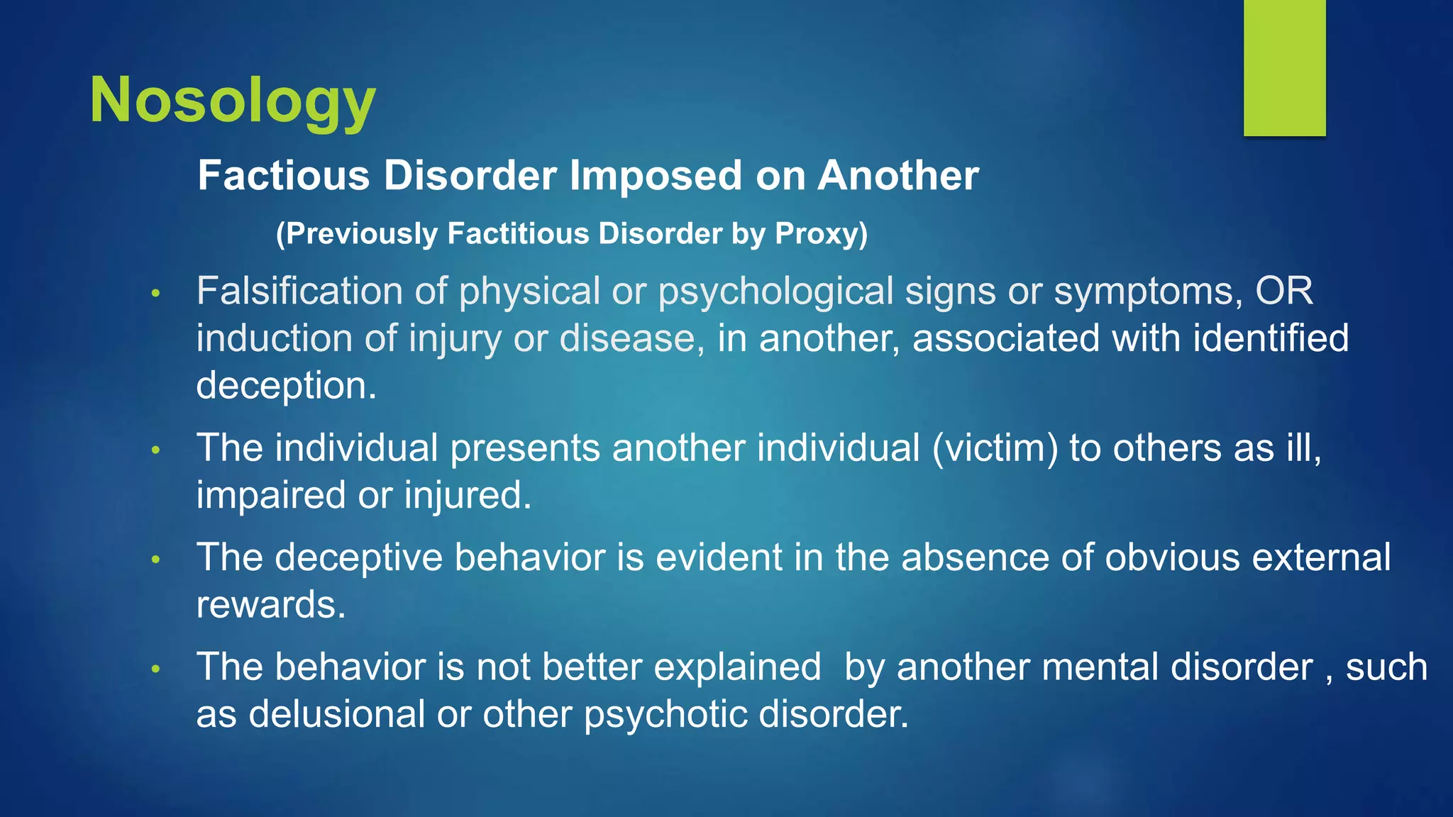 Deceptive syndromes- factitious disorder & malingering | PPTX