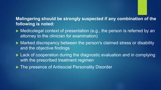 Deceptive syndromes- factitious disorder & malingering | PPTX