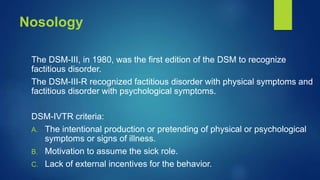 Deceptive syndromes- factitious disorder & malingering | PPTX